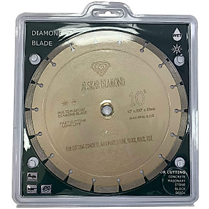 10 inch ALSKAR DIAMOND Dry or Wet Cutting General Purpose Power Saw Segmented Diamond Blades for Concrete Stone Brick Masonry (10")