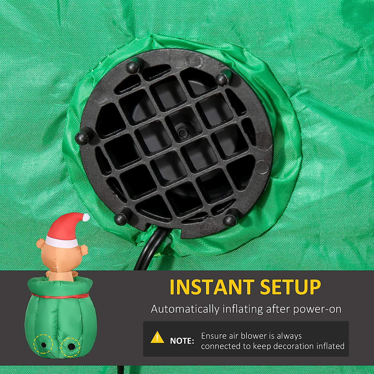 HOMCOM 4.5 ft. Christmas Inflatables Outdoor Decorations Bear in Santa Claus Toy Bag, Blow-Up Holiday Yard Christmas Decor with LED