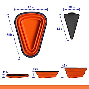 ConeyClare Reusable Pizza Storage Containers with 5 Microwavable Serving Trays, Silicone Lunch Box Expandable & Adjustable for Packing Pizza at Home/Outdoor