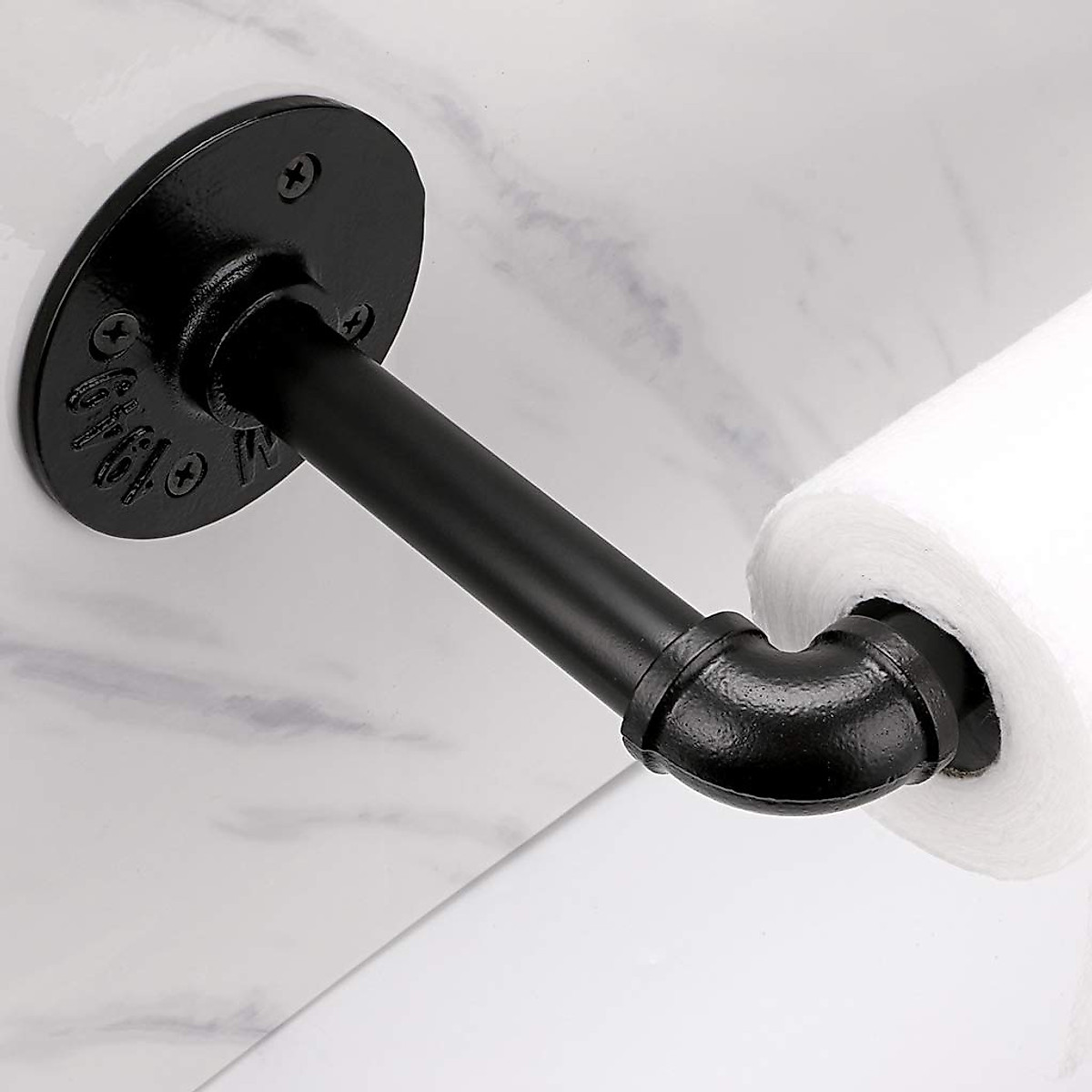 Sumnacon Industrial Iron Pipe Paper Towel Holder - Wall Mounted Vintage Style Roll Tissue Holder, Rustic Towel Racks With Hardware For Bathroom, Kitchen, Electroplated Finish