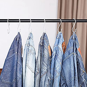 S Hooks Metal Safety Buckle S Shaped Hooks Stainless Steel S Hook Hangers Heavy Duty Anti-Falling S Hooks for Hanging Plants, Lights, Pot, Pans, Cups for Kitchen, 3.55 Inch (White,20 Packs)