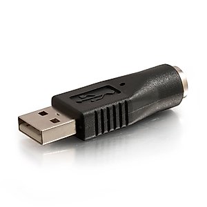 C2G Legrand USB to PS/2 Adapter, Male to Female USB to Playstation 2 Adapter to Use as USB Mouse to PS/2 Adapter, Black USB to PS/2 Keyboard Adapter, 1 Count, C2G 27277