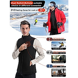 ECIFEE Men's Rechargeable Heated Windproof Lightweight Golf Vest Outerwear with Pockets, Softshell Vests with Battery for Running Hiking