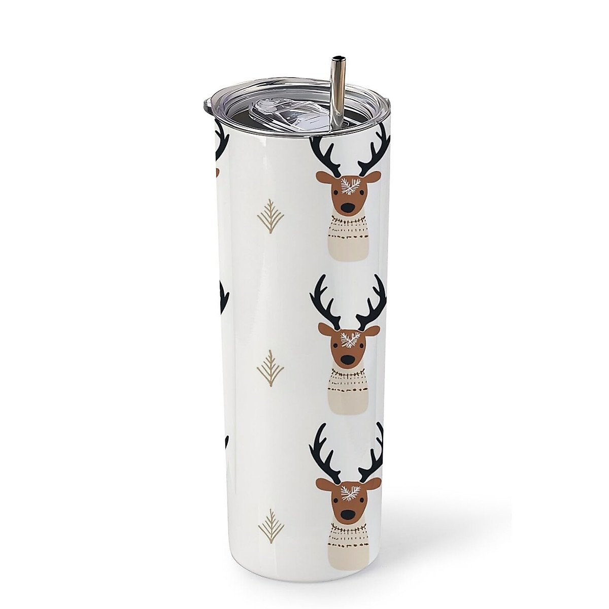 Cartoon Christmas Deer insulated tumblers，Cartoon Christmas Deer coffee cup Gift，Cartoon Christmas Deer Drinking Glasses-Tea Cup-Coffee Mug tumbler with lid and straw 20 oz insulated tumbler cups