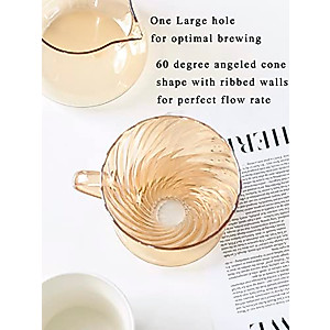 Pour Over Coffee Maker Set with Glass Dripper, 600ml 20oz V60 Coffee Server Pot, 50 Paper Filter and Spoon, Gift Kit for Coffee Lover