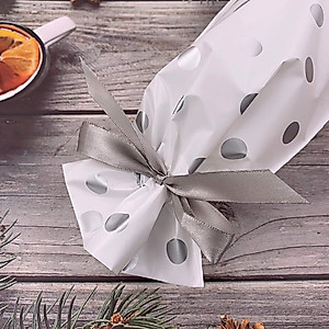 Enjonar 24pcs Treat Bags Party Favor Bags Silver Gift Bags Plastic Drawstring Bags Candy Bags Goodies Bags Gift Wrapping Bags