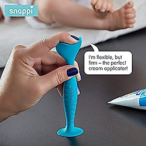 Snappi Baby Ergo Brush Diaper Cream Applicator for a Baby Bum | Medical-Grade Silicone Diaper Rash Cream Bottom Brush Keeps Hands/Fingernails Clean (Azure Blue)