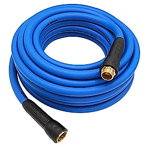 YOTOO Heavy Duty Hybrid Garden Water Hose 5/8-Inch by 50-Feet 150 PSI Kink Resistant, Flexible with Swivel Grip Handle and 3/4" GHT Solid Brass Fittings, Blue