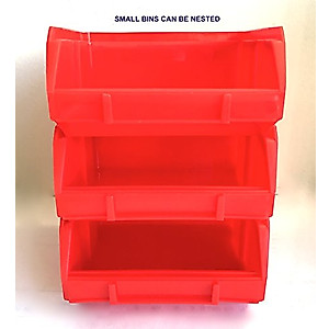 MaxWorks 80694 30-Bin Wall Mount Parts Rack/Storage for your Nuts, Bolts, Screws, Nails, Beads, Buttons, Other Small Parts,Blue and Red