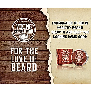 Viking Revolution Beard Balm with Sandalwood Scent and Argan & Jojoba Oils- Styles, Strengthens & Softens Beards & Mustaches - Leave in Conditioner Wax for Men (1 Pack)