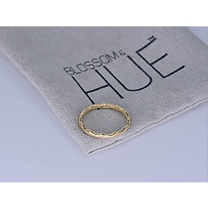 BLOSSOM & HUE Stackable Ring [18K Gold Dipped .925 Sterling Silver] Dainty Edgy Eternity Ring [Size 8] - Minimalist Milgrain Stacking Band [Hypoallergenic]
