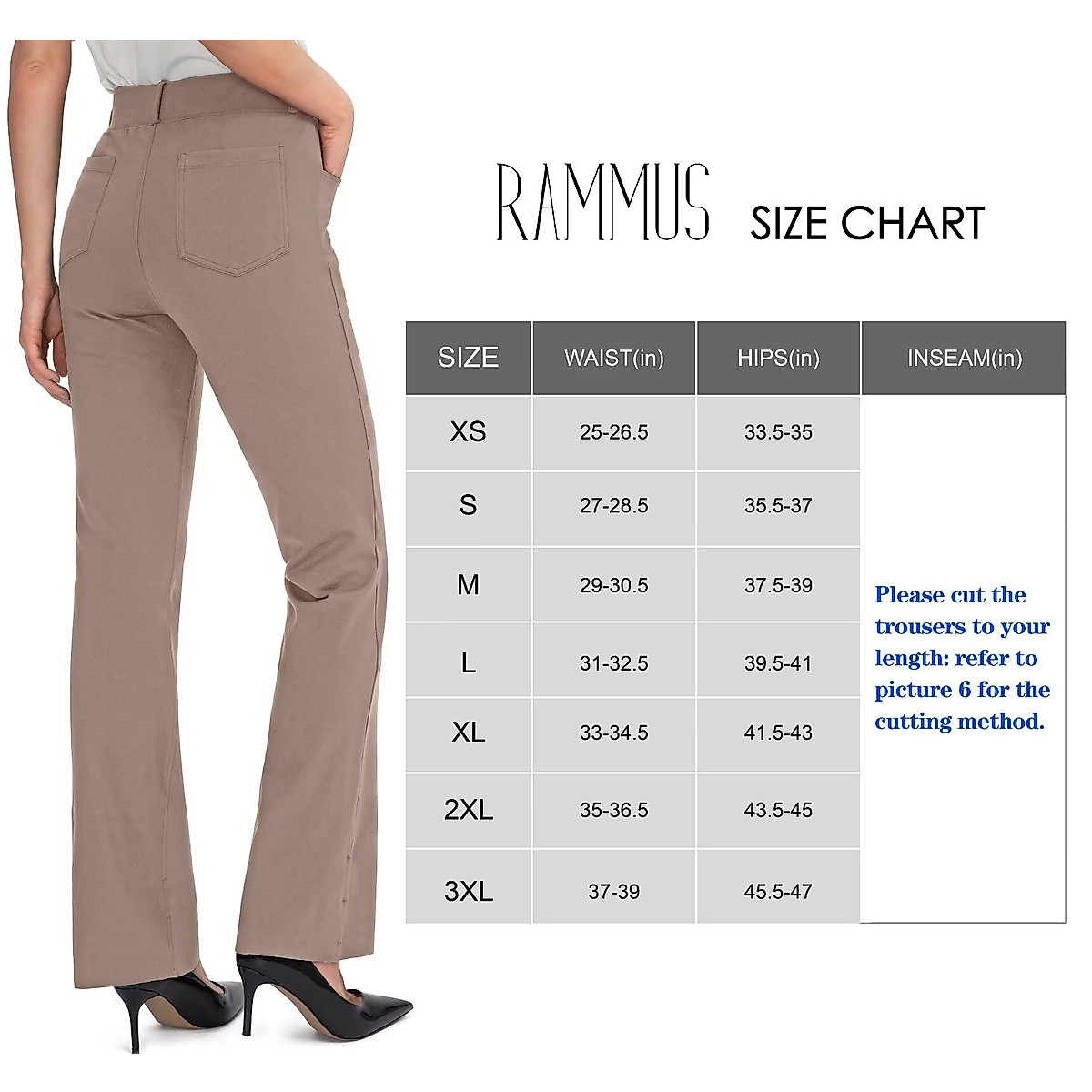 Rammus 28"/30"/32"/34" Women's Yoga Dress Pants Stretch Work Business Casual Slacks for Women Bootcut Office Trousers Dark Khaki XL