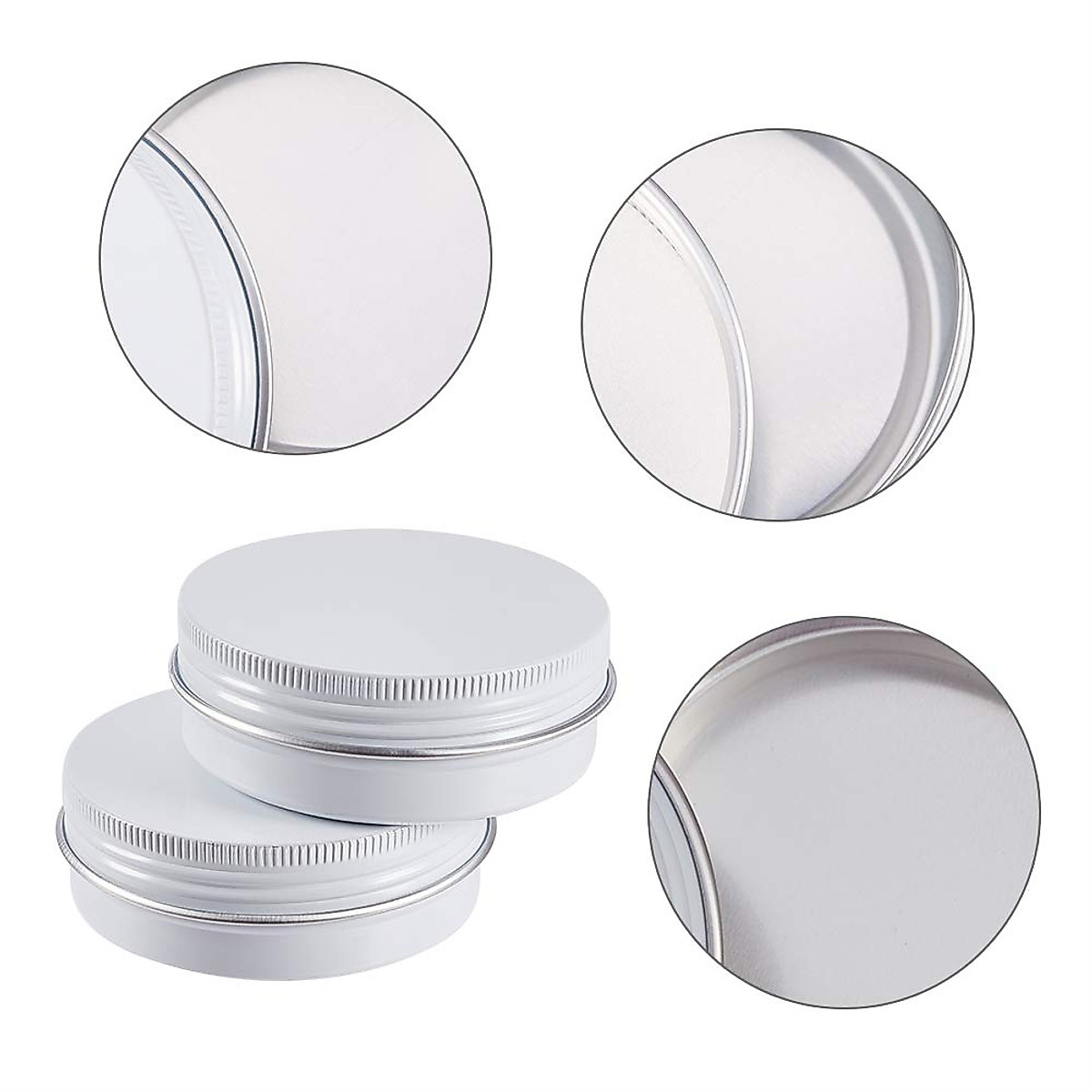 BENECREAT 14 Pack 2 OZ Tin Cans Screw Top Round Aluminum Cans Screw Lid Containers - Great for Store Spices, Candies, Tea or Gift Giving (White)