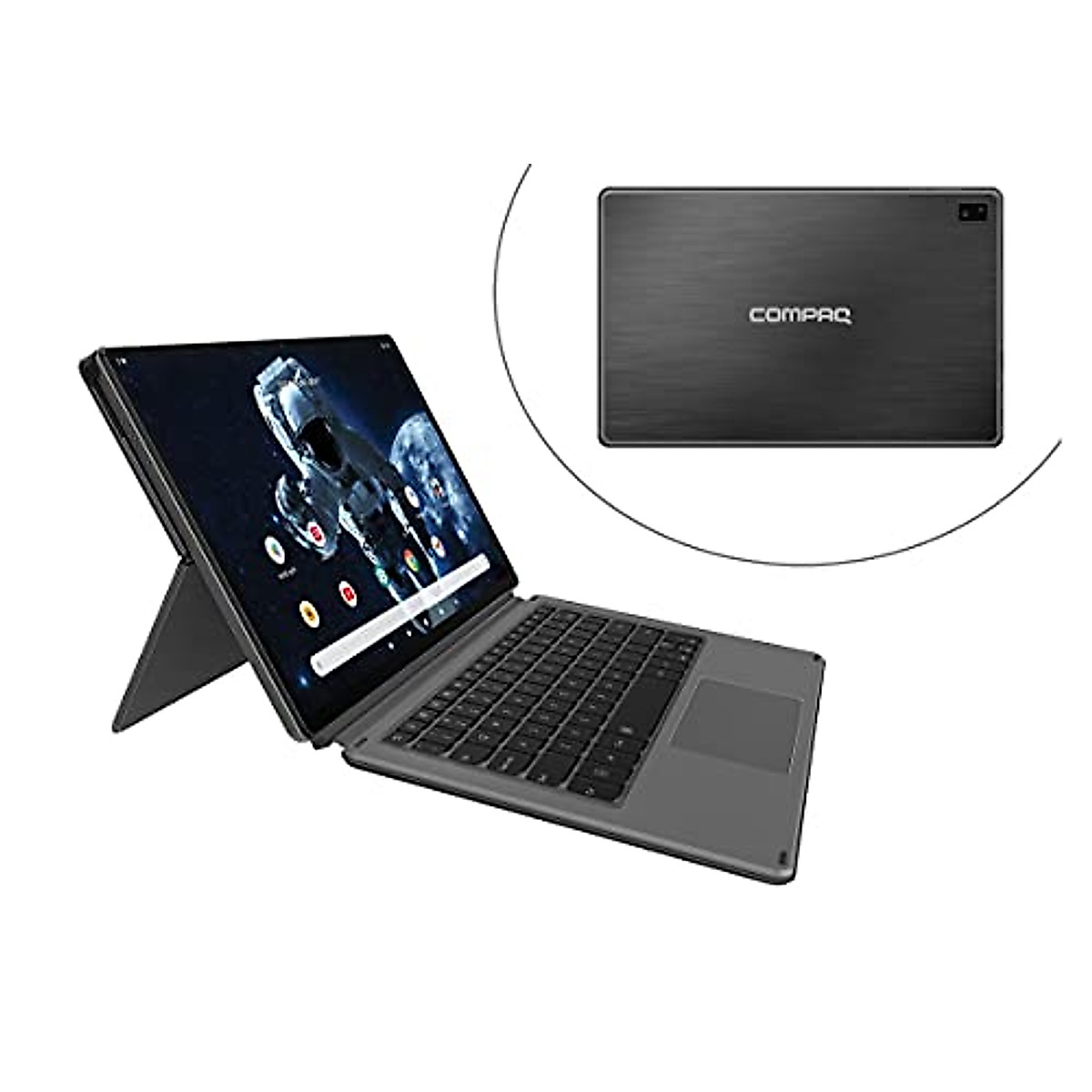 COMPAQ 11.6" 2 in 1 Android 11 Tablet 64GB Storage, 4GB RAM (Brushed Onyx)