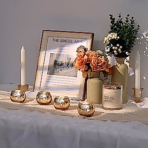 LETINE Gold Mercury Glass Votive Candle Holders - Set of 36 | Elegant Gold Tealight Candle Holders for Table Centerpieces, Weddings, Rehearsal Dinners, Outdoor Events, Valentines Day Decor