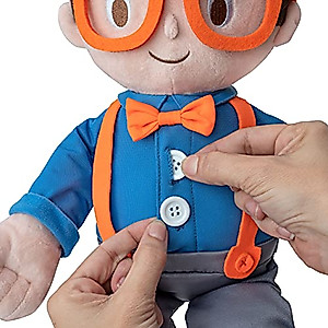 Blippi Get Ready and Play Plush - 20-inch Dress Up Plush with Sounds, Teaches Children to Tie Shoes, Button Shirts, Snap Suspenders, Zip Vest-Jacket, Roll Sleeves and Socks and More - Amazon Exclusive