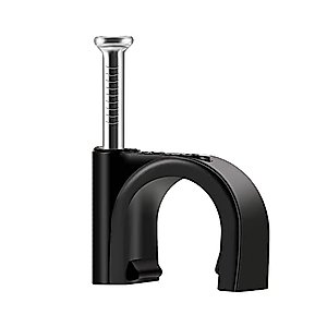ERKXD Cable Clips Black with Steel Nails 10mm Durable Wire Clips to Wall, Black Round Cable Nail Clips (Black 0.39in/10mm)