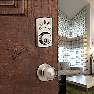 Kwikset 99070-101 Powerbolt2 Door Lock Single Cylinder Electronic Keyless Entry Deadbolt Featuring SmartKey Security in Satin Nickel