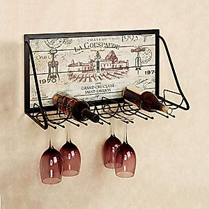 Wine Rack Wall-Mounted Wine Rack Creative Wine Glass Holder Goblet Holder Hanging Wine Rack Put 6 Bottles of Wine and Put 12-18 Glasses