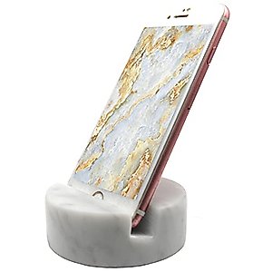 fashciaga Luxurious Marble Cell Phone Stand Holder for Cellphone Tablet On Desk, Countertop, Table, Nightstand. Heavy Solid Real Stone Mobile Phone Stands