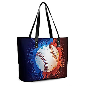 Womens Handbag Baseball Ball Softball Leather Tote Bag Top Handle Satchel Bags For Lady