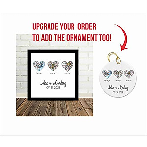 Wedding Gift Framed Art Heart Map Personalized Wedding Gift for Couple Engagement Gift Map Heart
