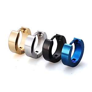 Jstyle Stainless Steel Unique Small Hoop Earrings for Men Huggie Earrings
