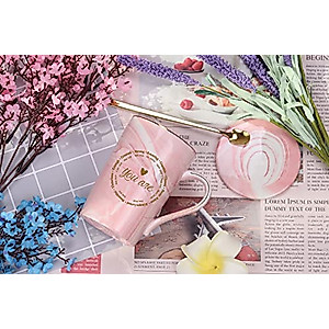 Bateruni Christian Gifts for Women Christian Mug Inspirational Gifts for Women Religious Gifts for Women You Are Amazing Mug 14 Ounce Pink with Gift Box Spoon Coaster