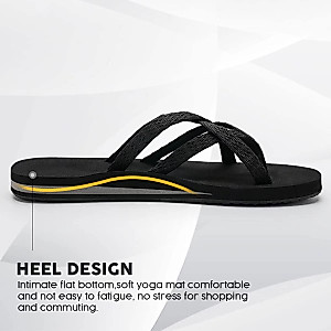 Womens-Flip-Flops Casual Comfortable thong Sandals with Cross Webbing Yoga-Mat Light-Weight Beach-shoes Walking-Travel Indoor-Outdoor(Black-40)
