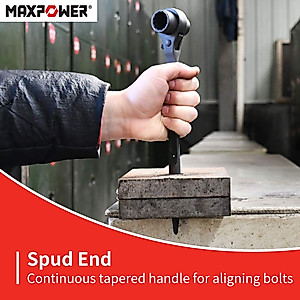 MAXPOWER 2 Pieces Spud Ratchet Set, 3/4 Inch x 7/8 Inch Dual Socket Spud Ratchet, 17mm x 19mm Metric Spud Ratchet Scaffold Wrench