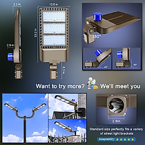 LEDMO 300W LED Parking Lot Light 36000LM 5000K Adjustable Slip Fit Mount Security Light with Dusk-to-Dawn Photocell IP65 Waterproof LED Stadium Flood Light for Garage, Yard, Street