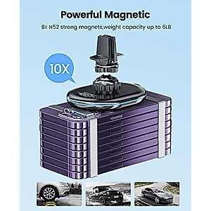 HEGGCOOE Magnetic Wireless Car Charger, 15W Fast Charging Compatible with MagSafe Car Mount Charger Air Vent Phone Holder for iPhone 14/13/12 Series with 45W Fast Car Charger Adapter