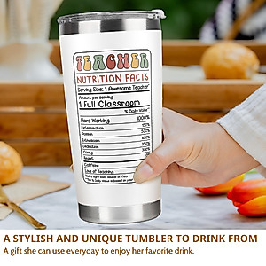 MENANA Teacher Appreciation Gifts - Teacher Gifts for Women - Thank You Gift Ideas for Teachers Women Daycare - Teachers Appreciation Week, Birthday, Back To School Gift - 20 Oz White Tumbler