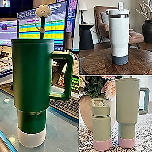 2Pcs Silicone Boot for Stanley Quencher H2.0/IceFlow Flip/Hydroflask 20oz 30oz 40oz Tumblers- Silicone Bumper Boot Sleeve for Stanley Cup with Handle Accessories Anti-Scratch Bottle Protective Cover