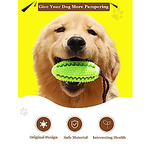 Awkvuty Treat Dispensing Dog Toy,Dog Tooth Cleaning Toy, Interactive Chase Toys, Fillable Durable Natural Rubber Dog Treat Puzzle Toy, Dog Slow Feeder Toy for Mental Stimulation(Green)