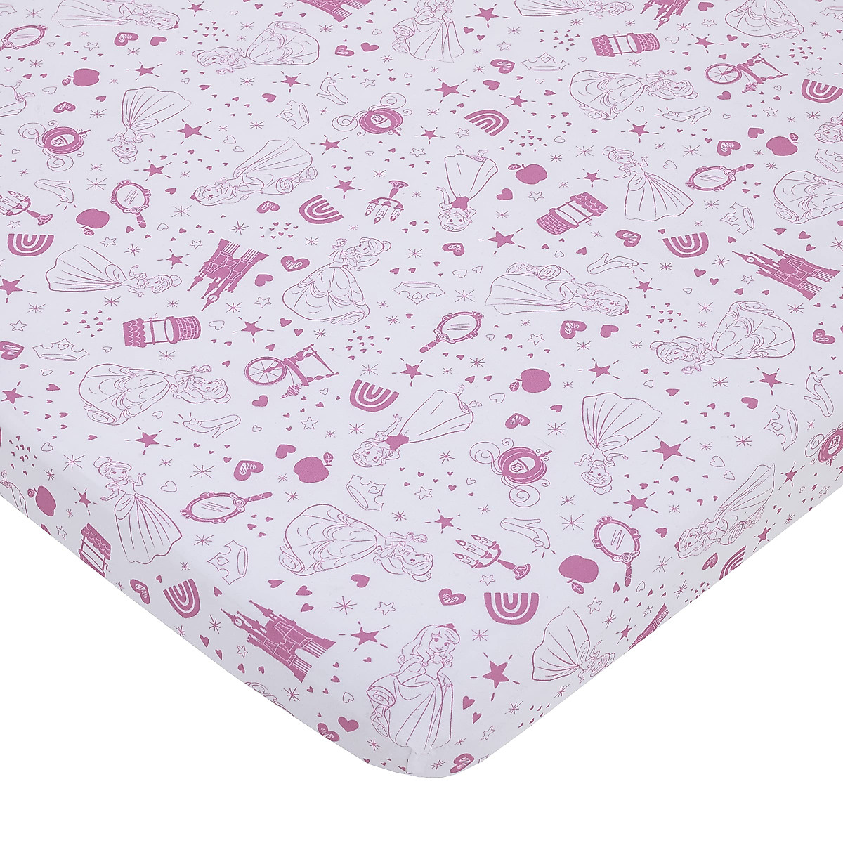 Disney Princess Dare to Dream 3 Piece Nursery Mini Crib Bedding Set - Comforter and Two Fitted Mini Crib Sheets