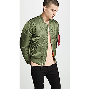 Alpha Industries MA-1 Slim Fit Bomber Flight Jacket - Fighter Pilot Flight Jacket - Sage, M