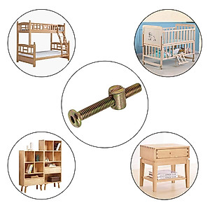 Eilumduo 20 Sets Crib Screws and Bolts, M6 x 45mm Zinc Plated Hex Socket Head Cap Screws Bolt Nuts, Barrel Bolt Nuts Hardware Replacement Kit for Furniture Cots, Beds Crib, Chairs (Slotted Barrel Nut)