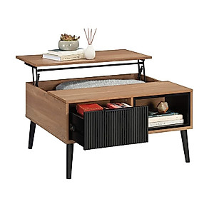 Sauder Ambleside Engineered Wood/Metal Lift-Top Coffee Table in Serene Walnut
