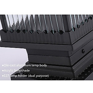 MODEBHD European Retro Outdoor Post Light, Die-cast Aluminum Villa Courtyard Patio Garden Lighting Fixture E27, Waterproof and Moisture-Proof IP65 Garden Gate LED Pillar Lamps, Square Post Lantern