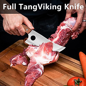 SHARP CASTLE Meat Cleaver Knife, Ultra Sharp Butcher Knife with Leather Sheath, Japanese Chef Knife for Kitchen, Outdoor Camping, Christmas Gifts Idea（CK02A）