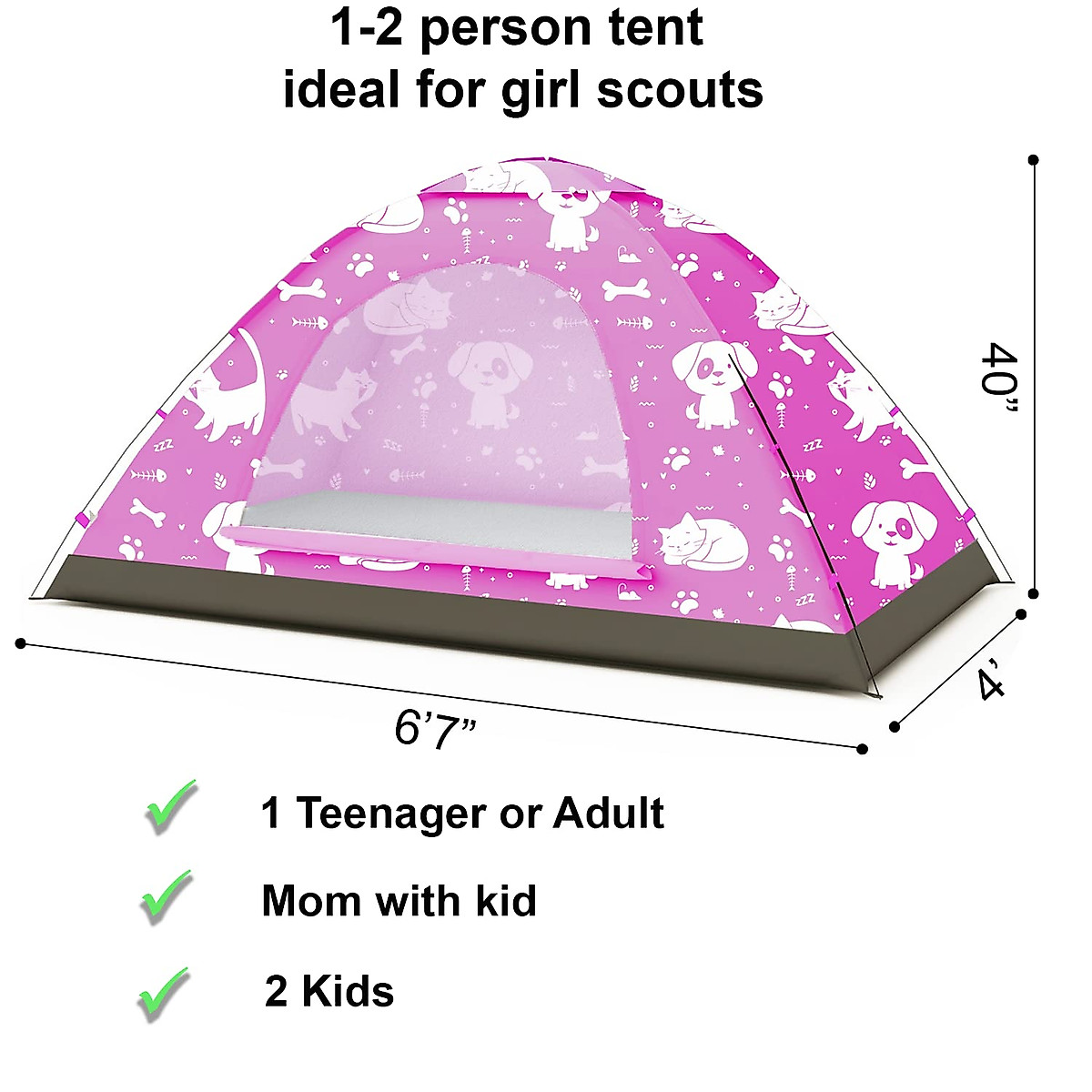 KidzAdventure 2 in 1 Play Tent for Kids | 1-2 Person Backpacking Tent | Ultralight Indoor & Outdoor Camping - Best Friends Theme