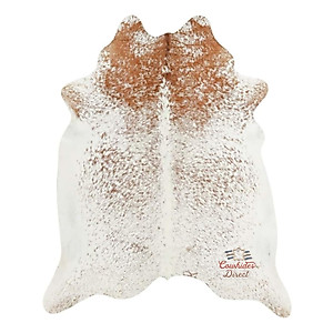 Cowhides Direct Genuine Cowhide Rug (Salt & Pepper) - Authentic Cow Rug with Non-Slip Suede Backing - Cow Rugs for Living Room, Bedroom & More - Decorative Rug (Brown, 7x6 XL)