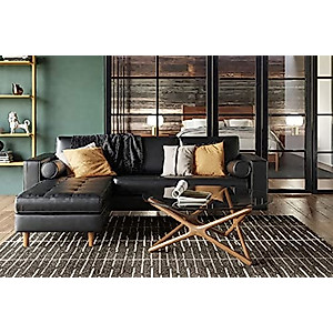 Inmod Ashton Reversible Vintage Leather Sectional, Vintage Black