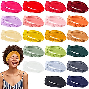 20 Pcs Boho Vintage Elastic Criss Cross Turban Head Wraps - Solid Color Stretchy Hair Accessories for Women's Yoga and Workout