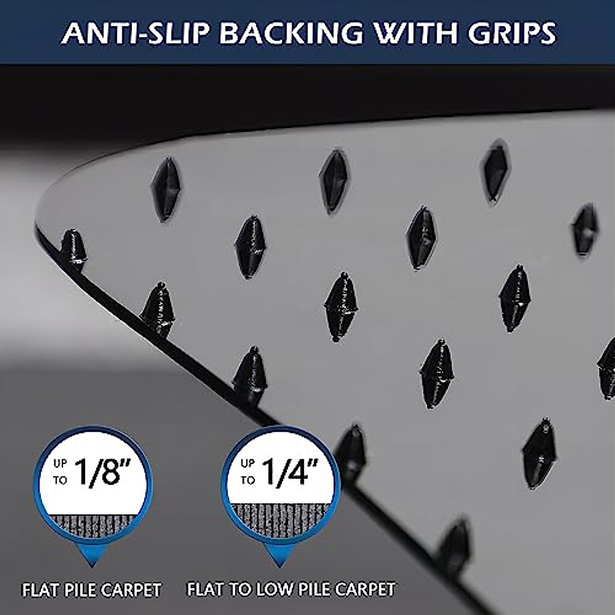 Chair Mat for Carpet, SALLOUS 60" x 46" Office Chair Mat for Carpeted Floors, Heavy Duty Chair Mat with Grips, Floor Protector Rolling Computer Desk Mat for Home Office (Black, Rectangular)