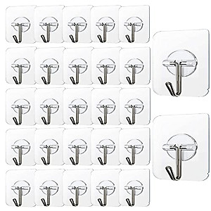 Adhesive Hooks 40 Pack 22lb(Max) Adhesive Wall Hooks, Heavy Duty Self Adhesive Hooks for Kitchens, Bathroom, Office by COLOGO