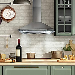 COSMO 63175 30 in. Wall Mount Range Hood with 380 CFM, Ducted, 3-Speed Fan, Permanent Filters, LED Lights, Chimney Style Over Stove Vent in Stainless Steel
