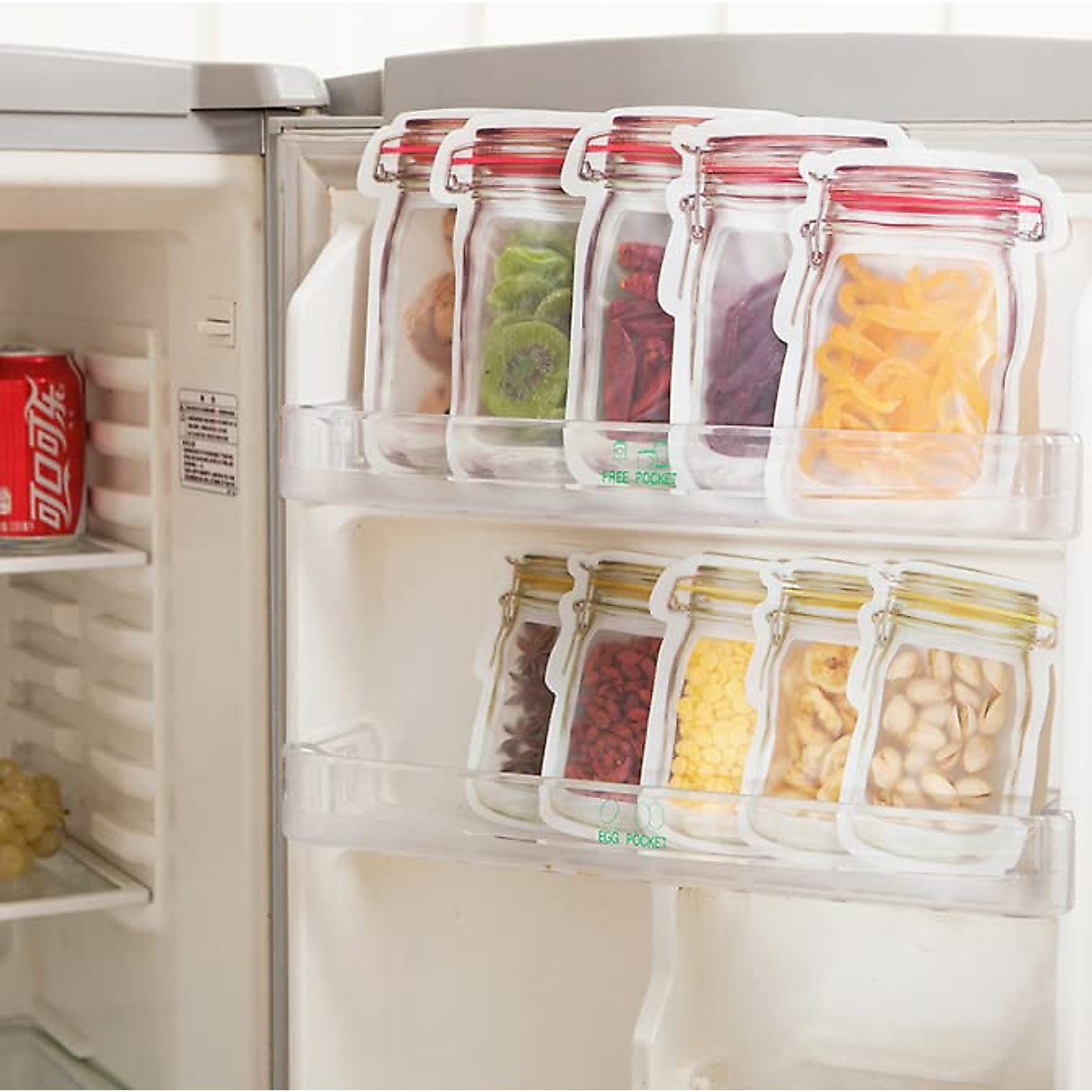 Reusable Mason Bottle Ziplock Bags,Multi-Size Fresh Leak Proof Food Storage Sandwich Bags Ziplock Bags,Hubosale Food Storage Bags, Suitable for Kitchen Camping Travel Office (20pcs)