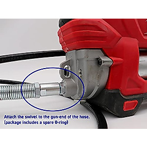 LockNLube Grease Gun Hose Swivel - Coarse Threads (7/16”–20) for Milwaukee, Ryobi, Ridgid & Alemite Battery Grease Guns
